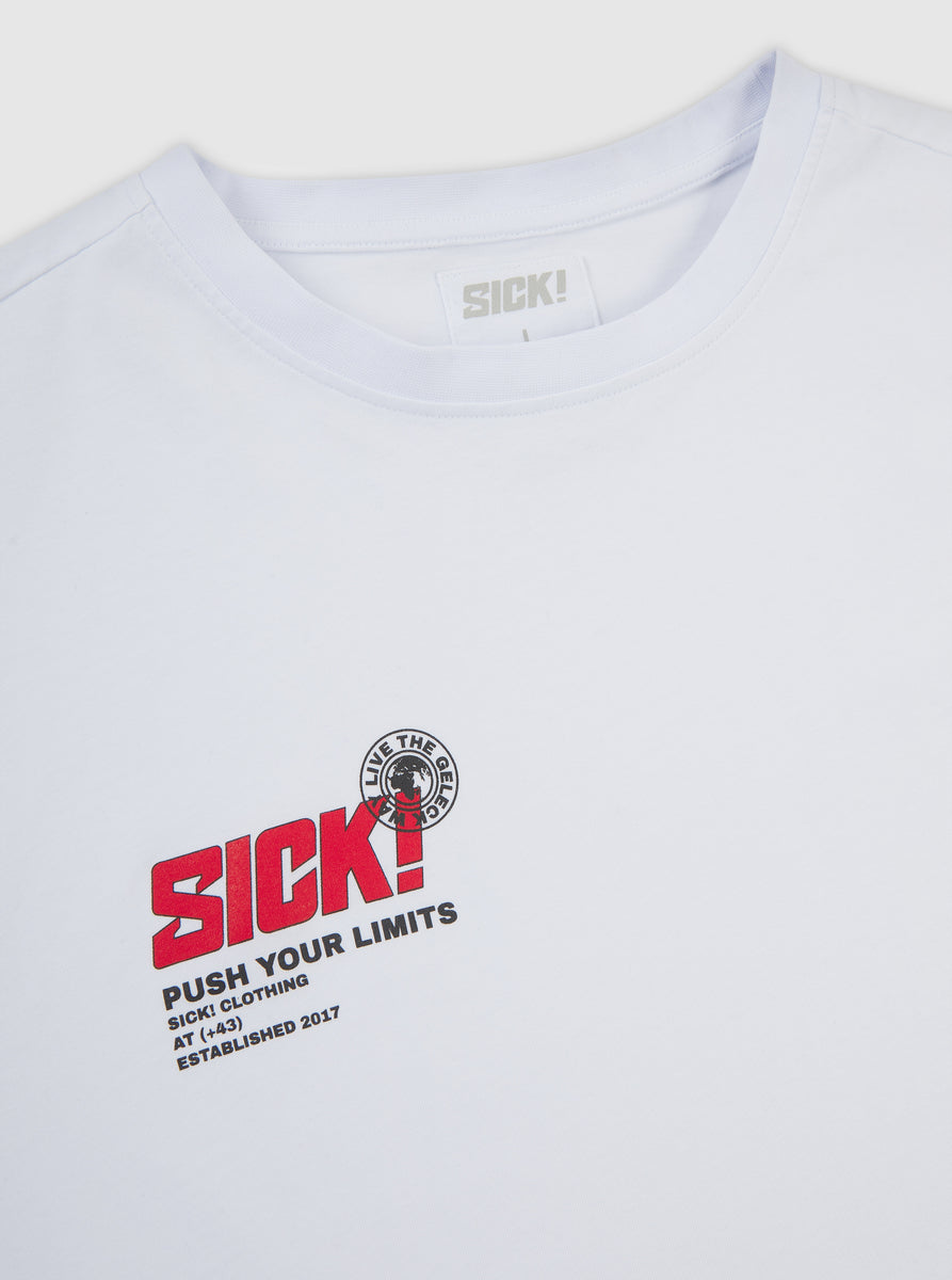 SICK! T-Shirt "Push Your limits" White Edition – Sick by Fabio Wibmer